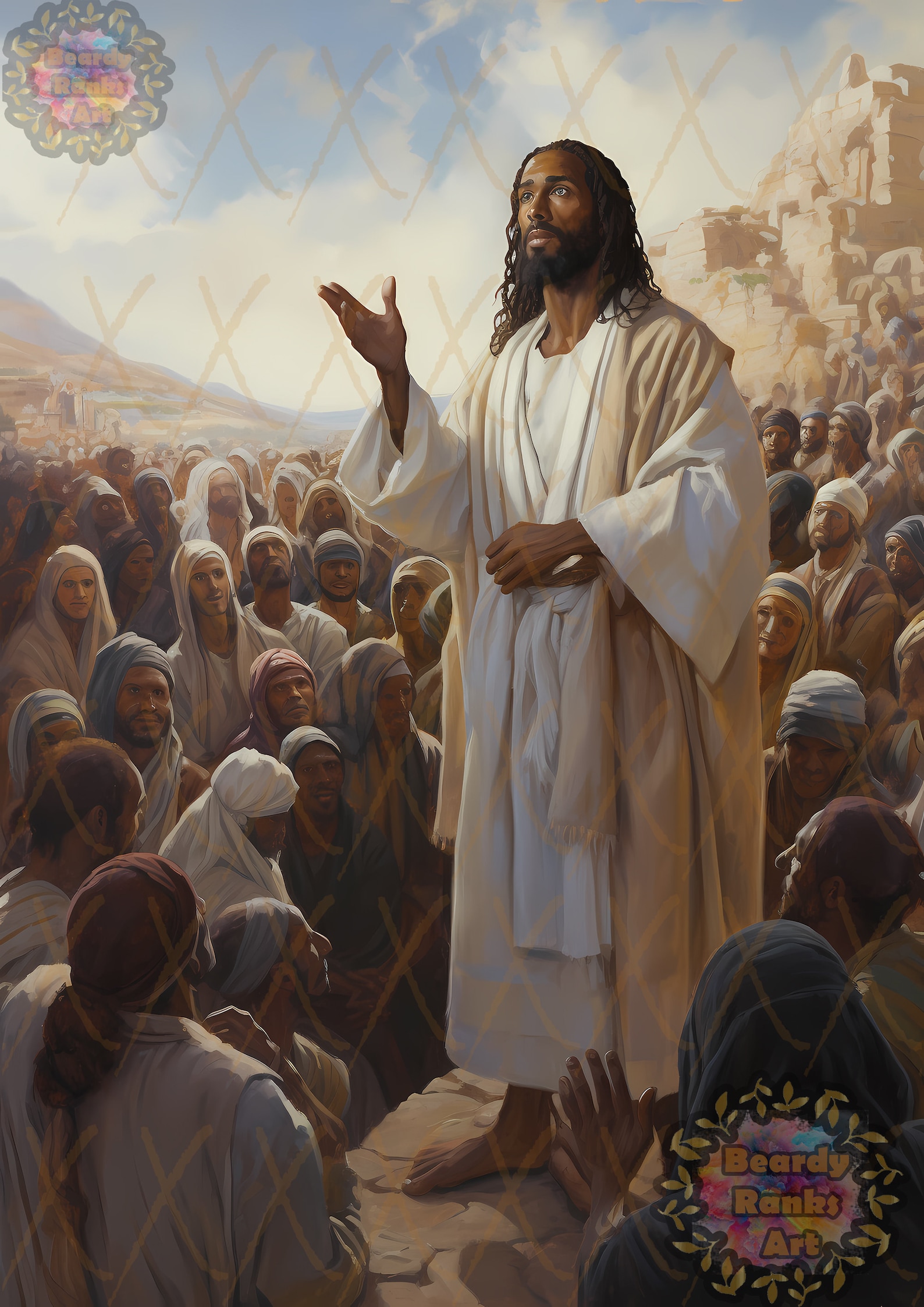 5 Black Jesus Teaching Downloadable Prints, Christian Artwork, African ...