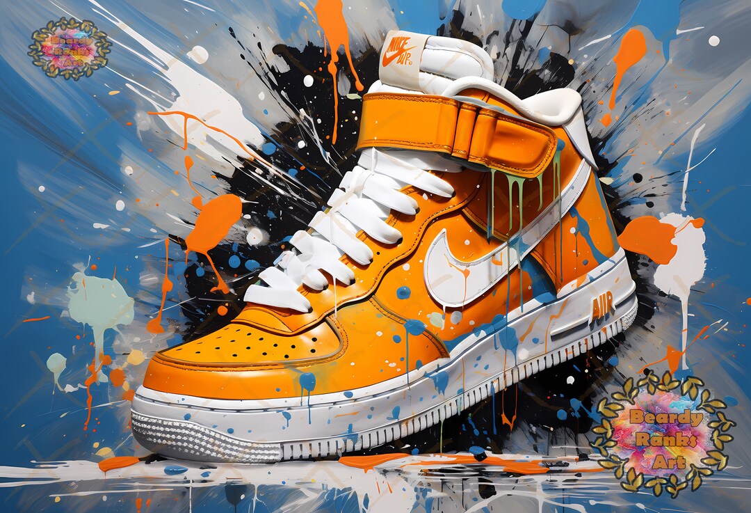 Graffiti Sneaker Leinwand Kunst, Farbspritzer Sneaker Leinwand Kunst ...