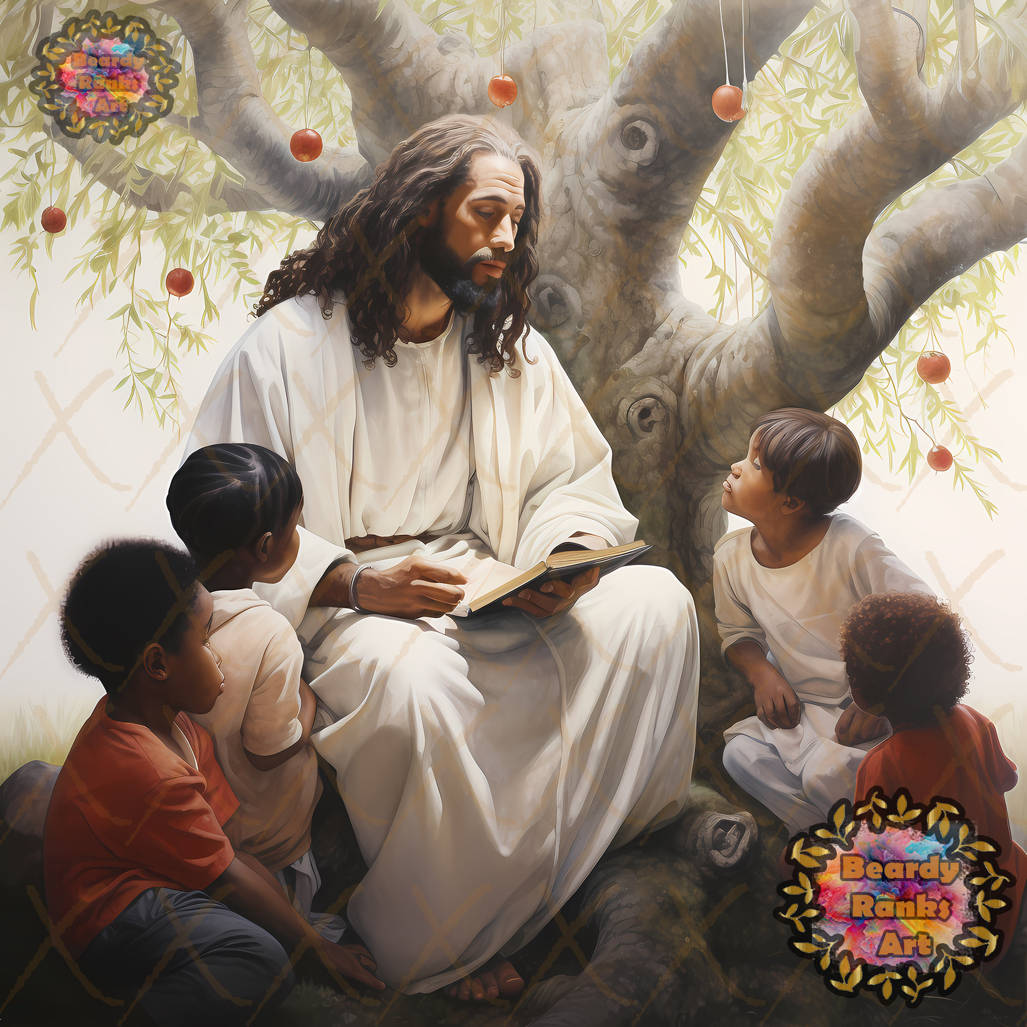Black Jesus Teaching Little Children Prints, Black Christian Prints ...