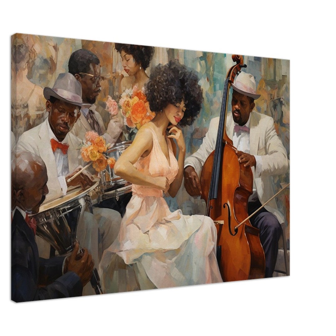Black Jazz Music Canvas Print, African Jazz Music Wall Art, African ...