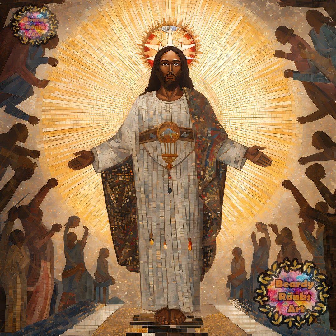 Black Jesus Canvas Art, Brown Skin Jesus Wall Art, Christian Wall Art ...