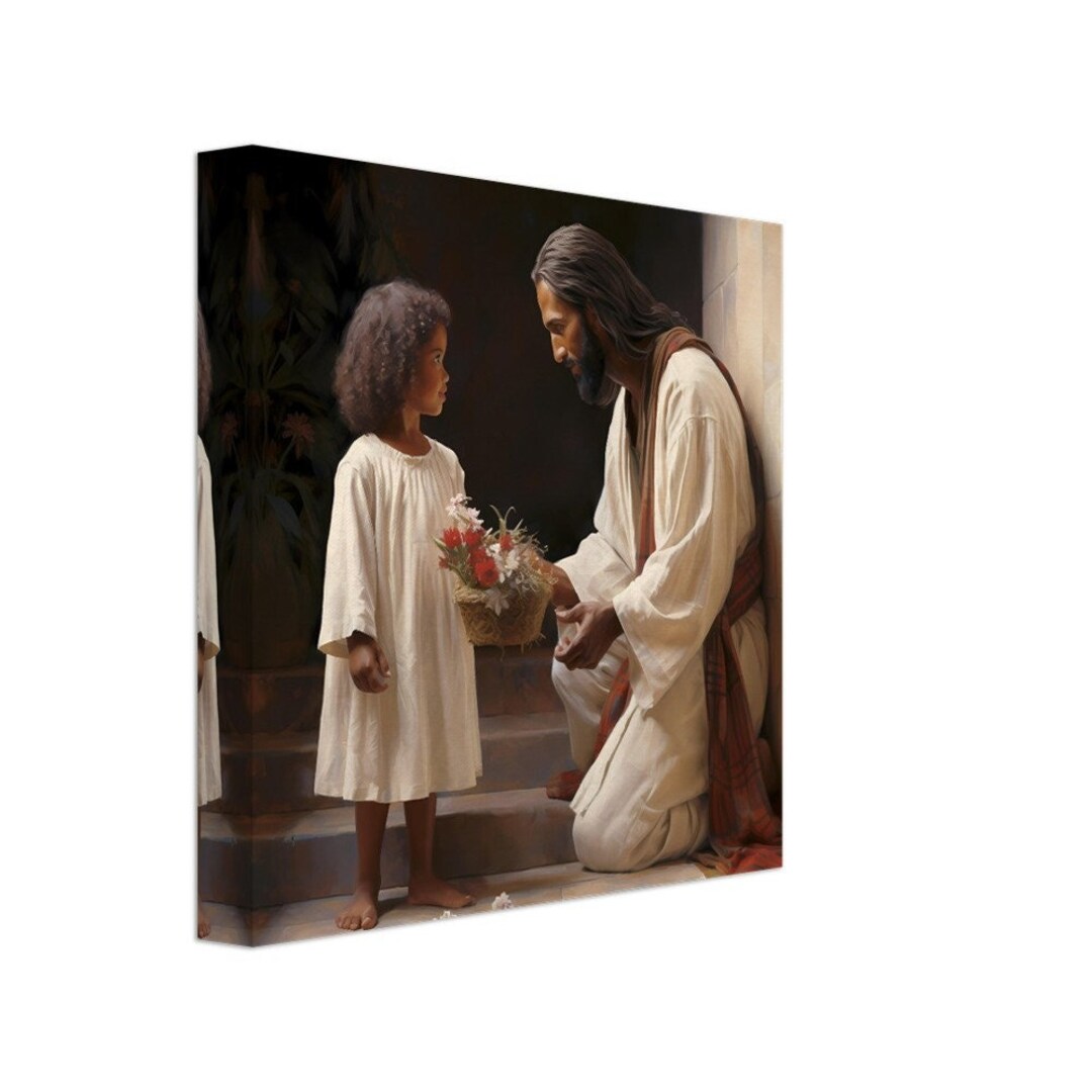 Brown Skin Jesus Canvas, Dark Skin Jesus Wall Art, Jesus Wall Decor ...