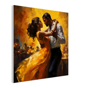 Black Salsa Dancing Couple Canvas Art, African American Dancing Couple ...
