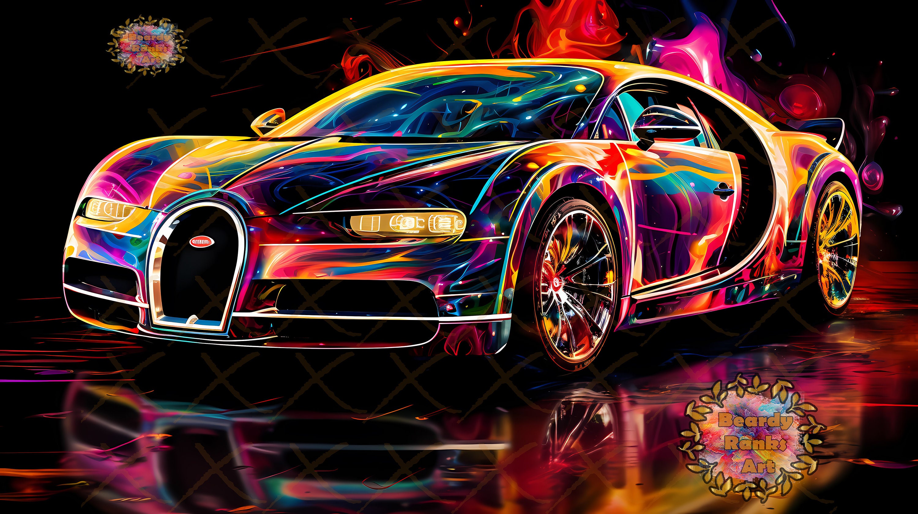 5 Bugatti Chiron and Veyron Prints, Sports Car Art Print, Bugatti Chiron Wall Art, Luxury Car ...