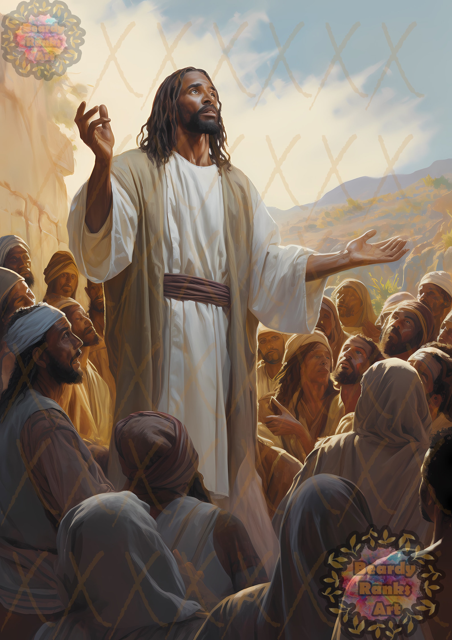 5 Black Jesus Teaching Downloadable Prints, Christian Artwork, African ...