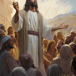 5 Black Jesus Teaching Downloadable Prints, Christian Artwork, African ...