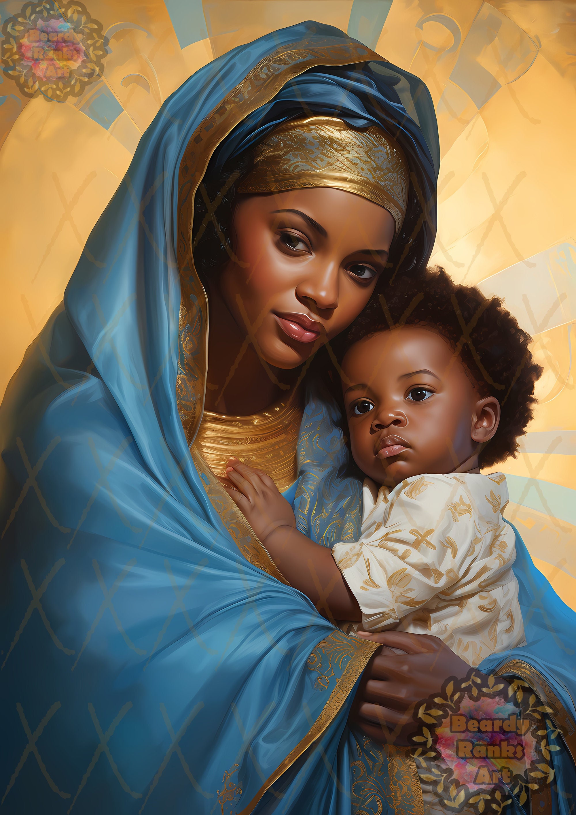 Brown Skinned Virgin Mary Canvas, Black Virgin Mary Wall Art, Black ...