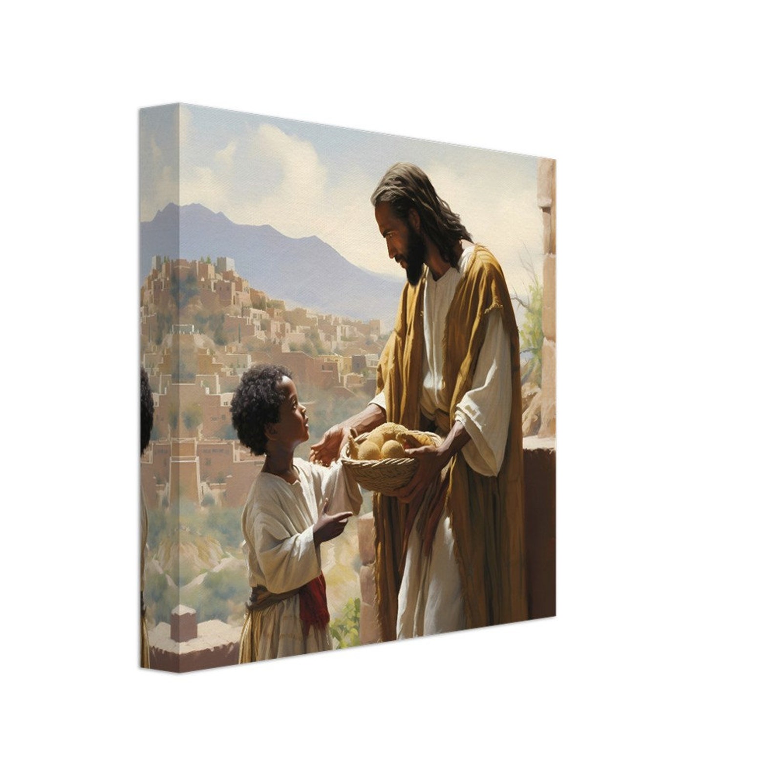 Brown Skin Jesus Canvas, Dark Skin Jesus Wall Art, Jesus Wall Decor ...