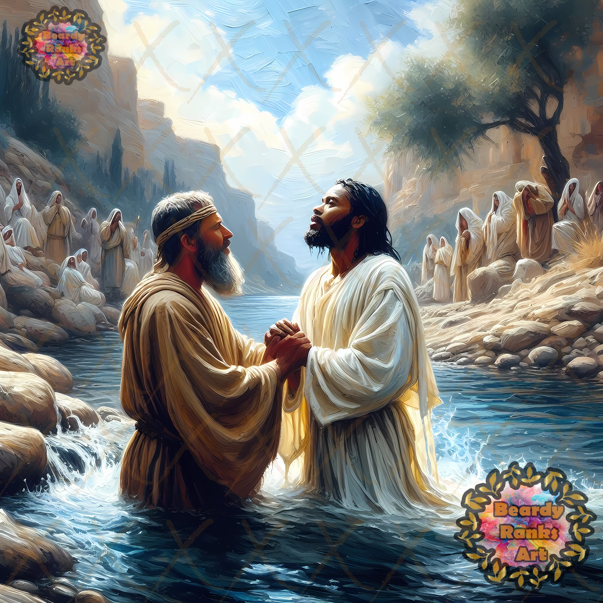 Baptisms of Black Jesus Canvas Art, Brown Skin Jesus Wall Art ...