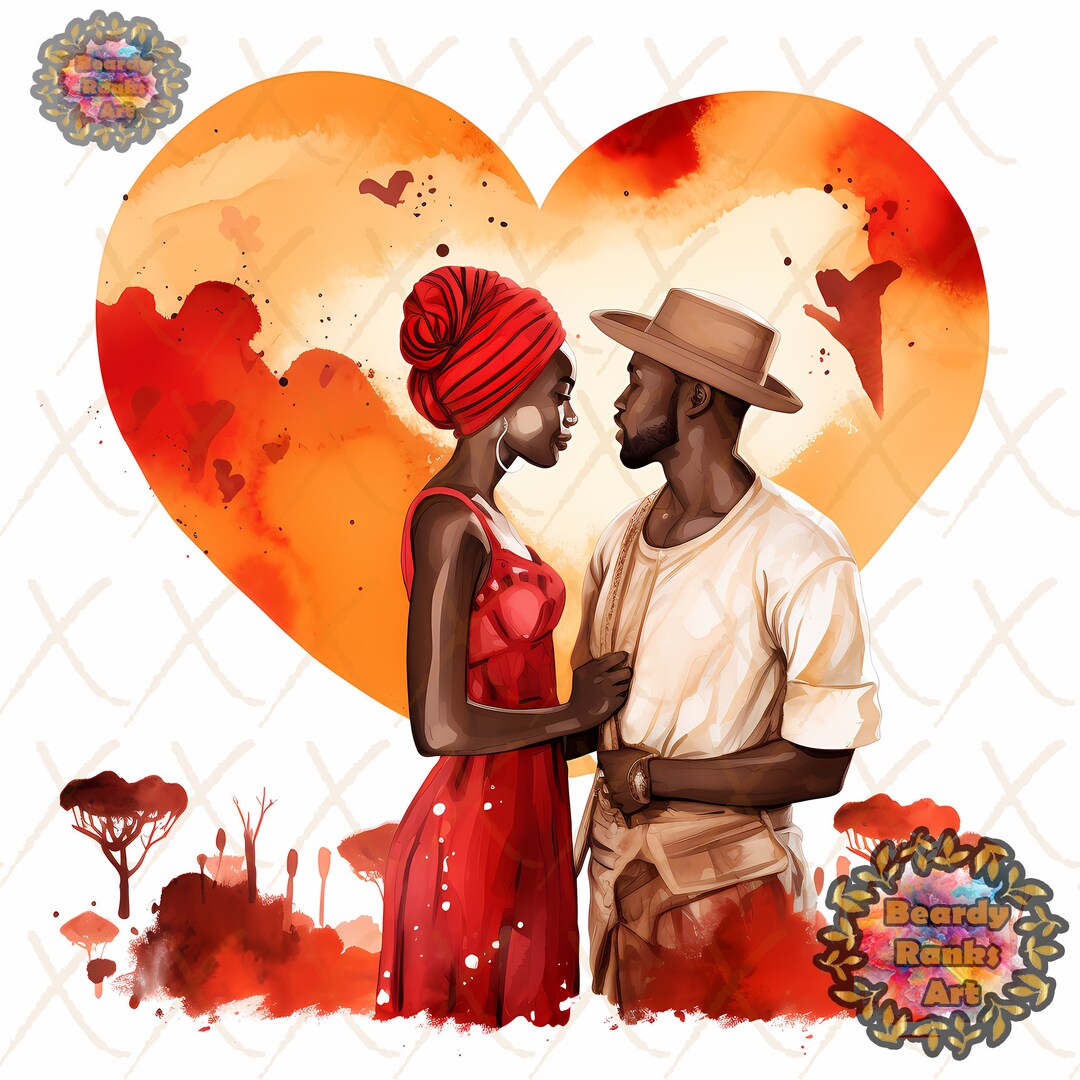 5 African American Watercolor Valentines Day Clipart, Black Love, Black ...