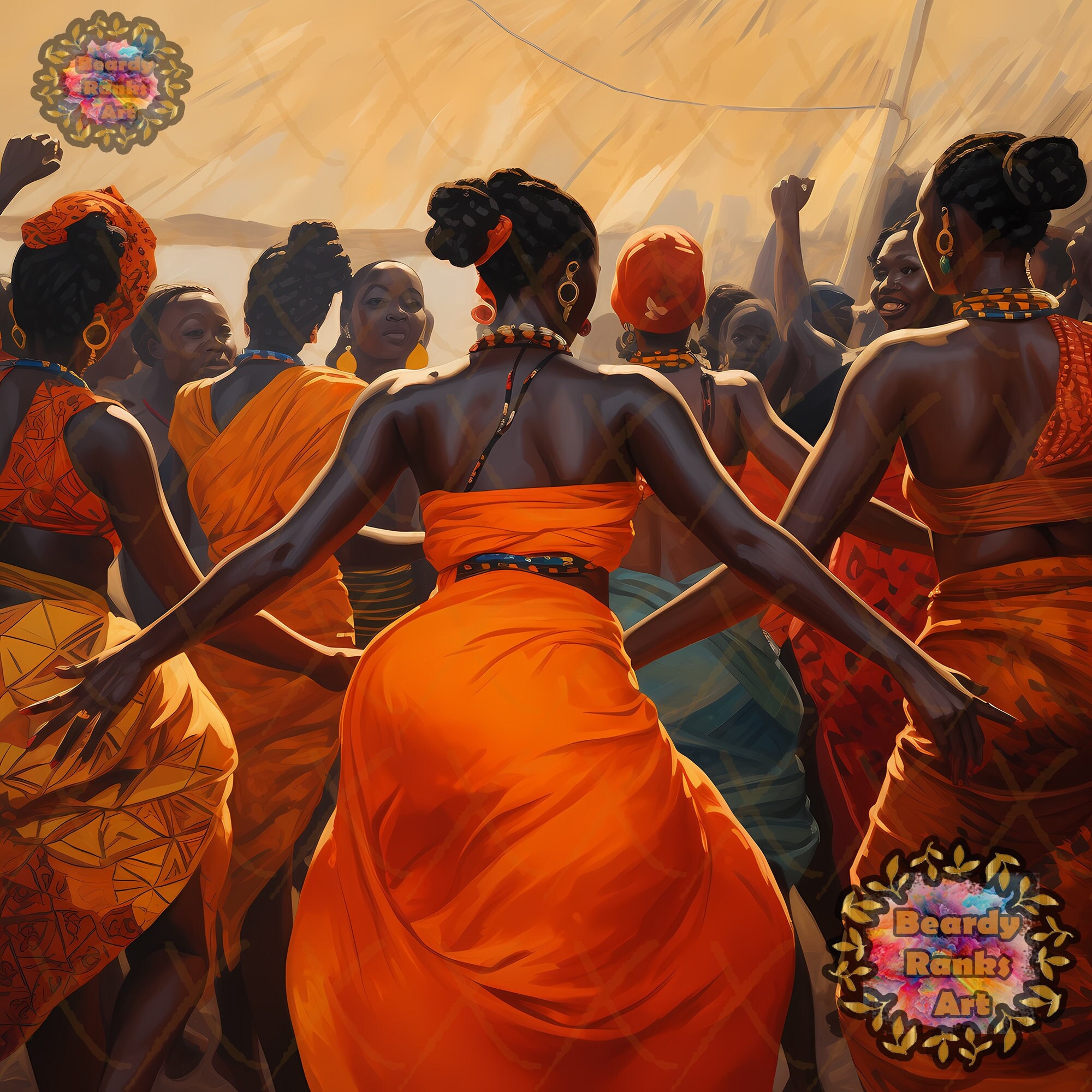 Dancing African Women Canvas, Africa Inspired Art, Africa Canvas Art, African Queen Art, Nubian ...