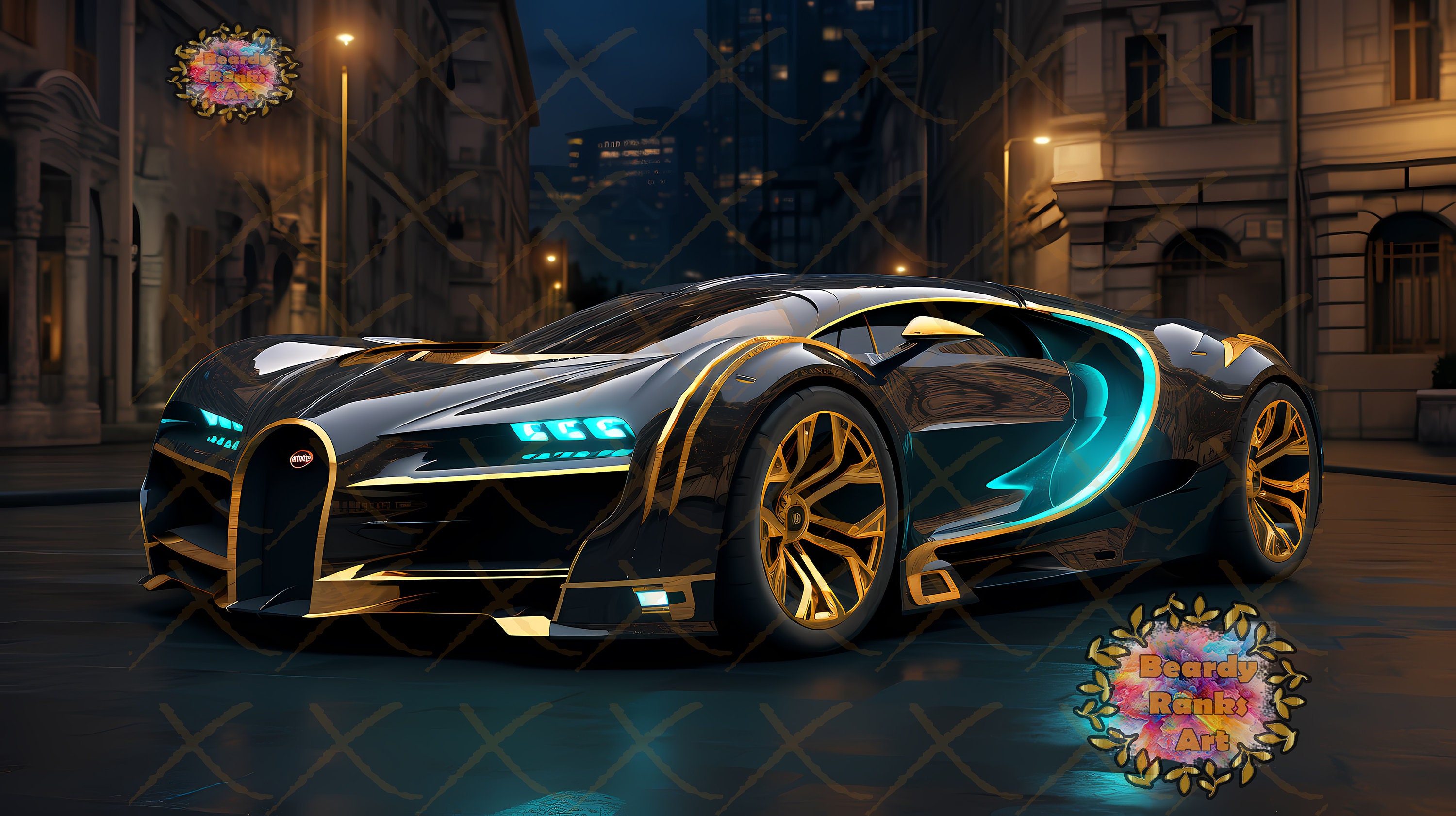 5 Bugatti Chiron and Veyron Prints, Sports Car Art Print, Bugatti ...