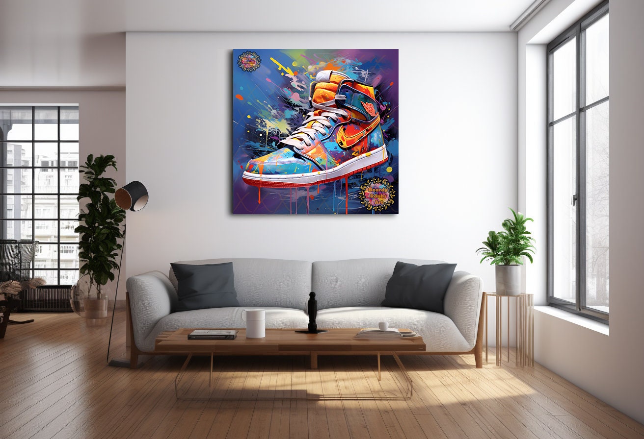Inspired by Nike Air Jordan Graffiti Sneaker Canvas Art, Sneaker Wall Art, Sneaker Poster ...