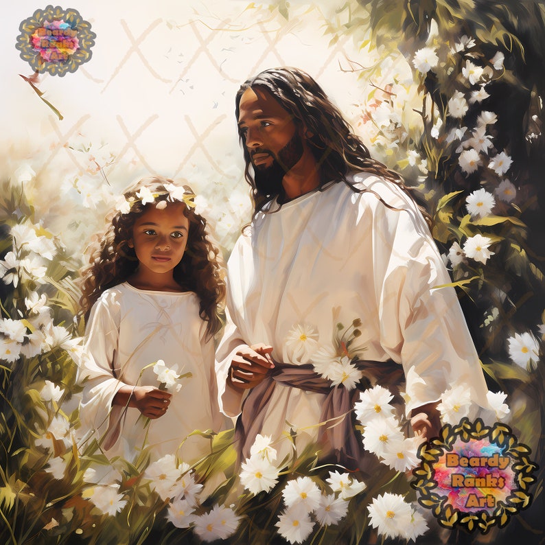 Black Jesus and Child, Religious Wall Art, Christian Artwork, African ...