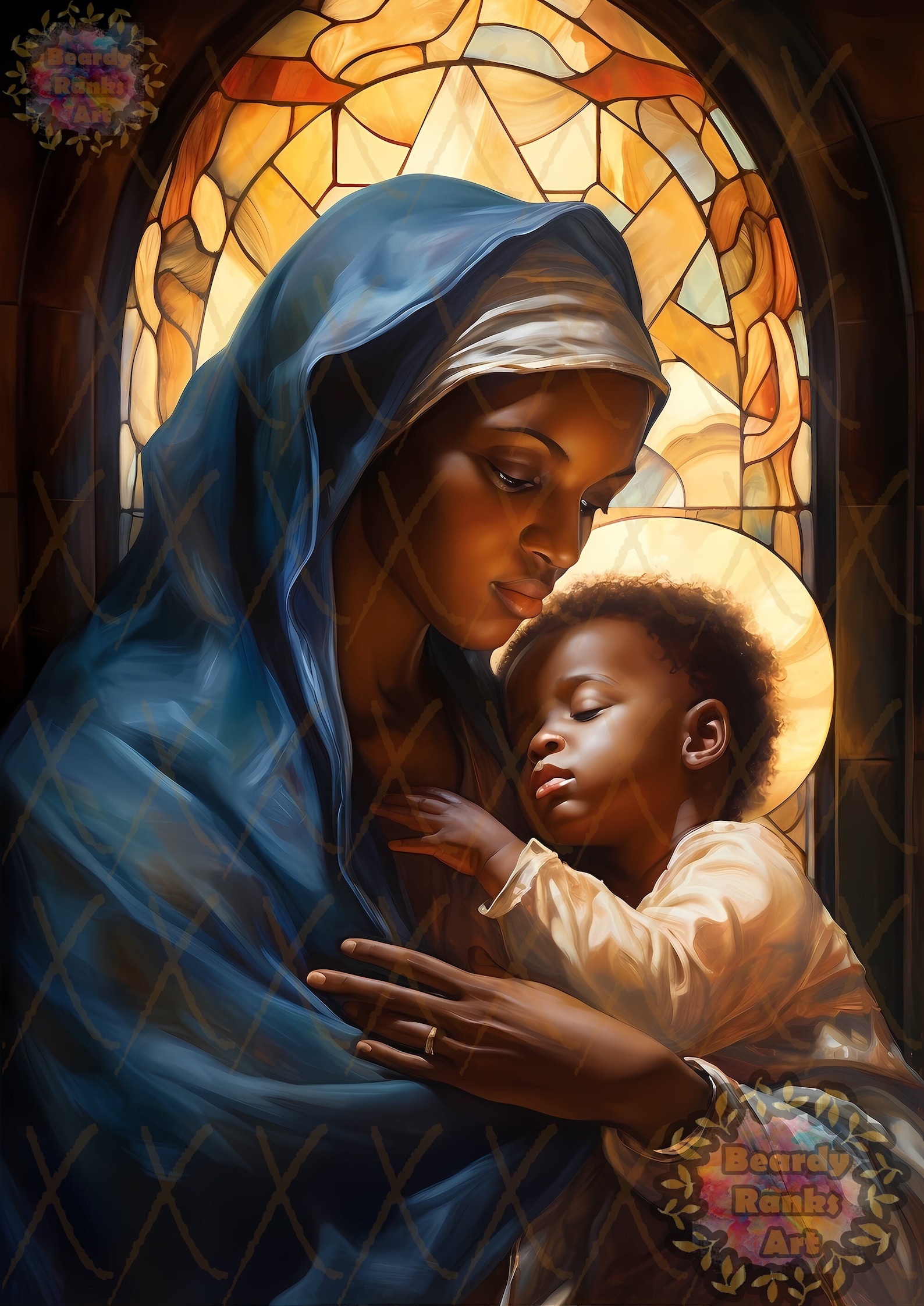 African American Virgin Mary Prints, Black Virgin Mary Wall Art, Black ...