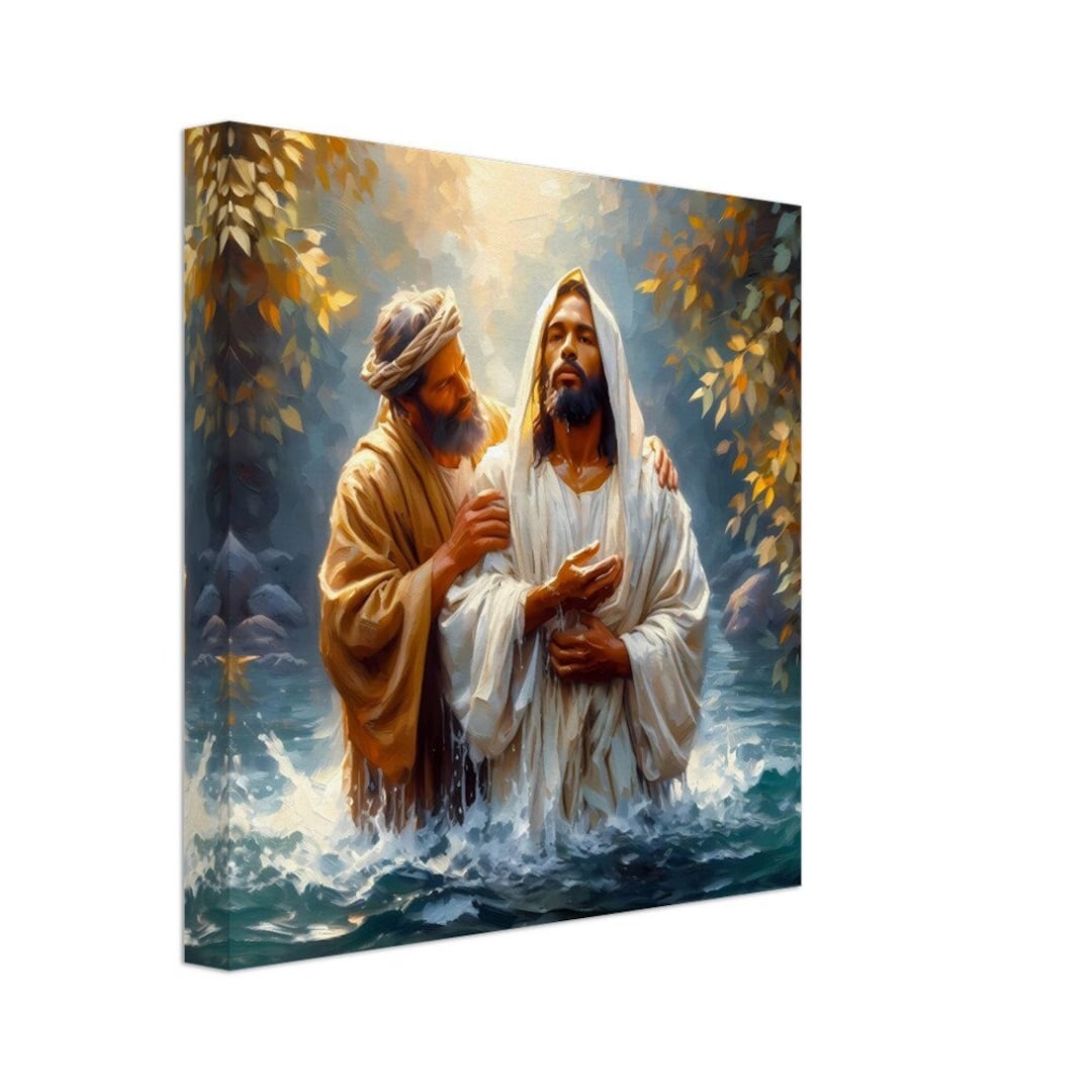 Baptisms of Black Jesus Canvas Art, Brown Skin Jesus Wall Art ...