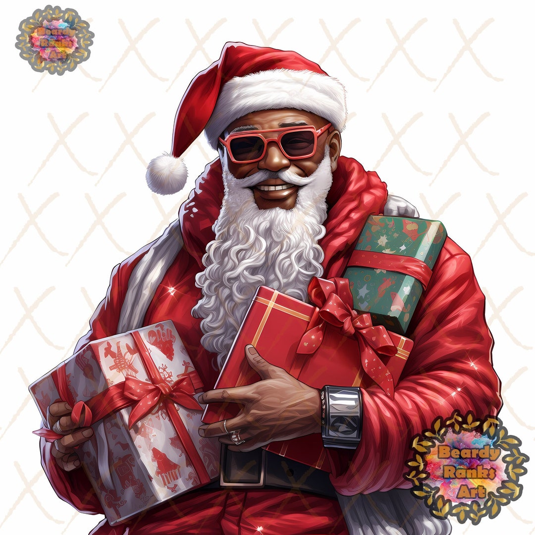 African American Santa Print, Black Father Christmas Download, Cool ...