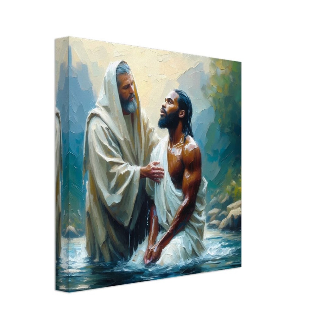 Baptisms of Black Jesus Canvas Art, Brown Skin Jesus Wall Art ...