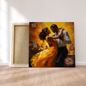 Black Salsa Dancing Couple Canvas Art, African American Dancing Couple ...
