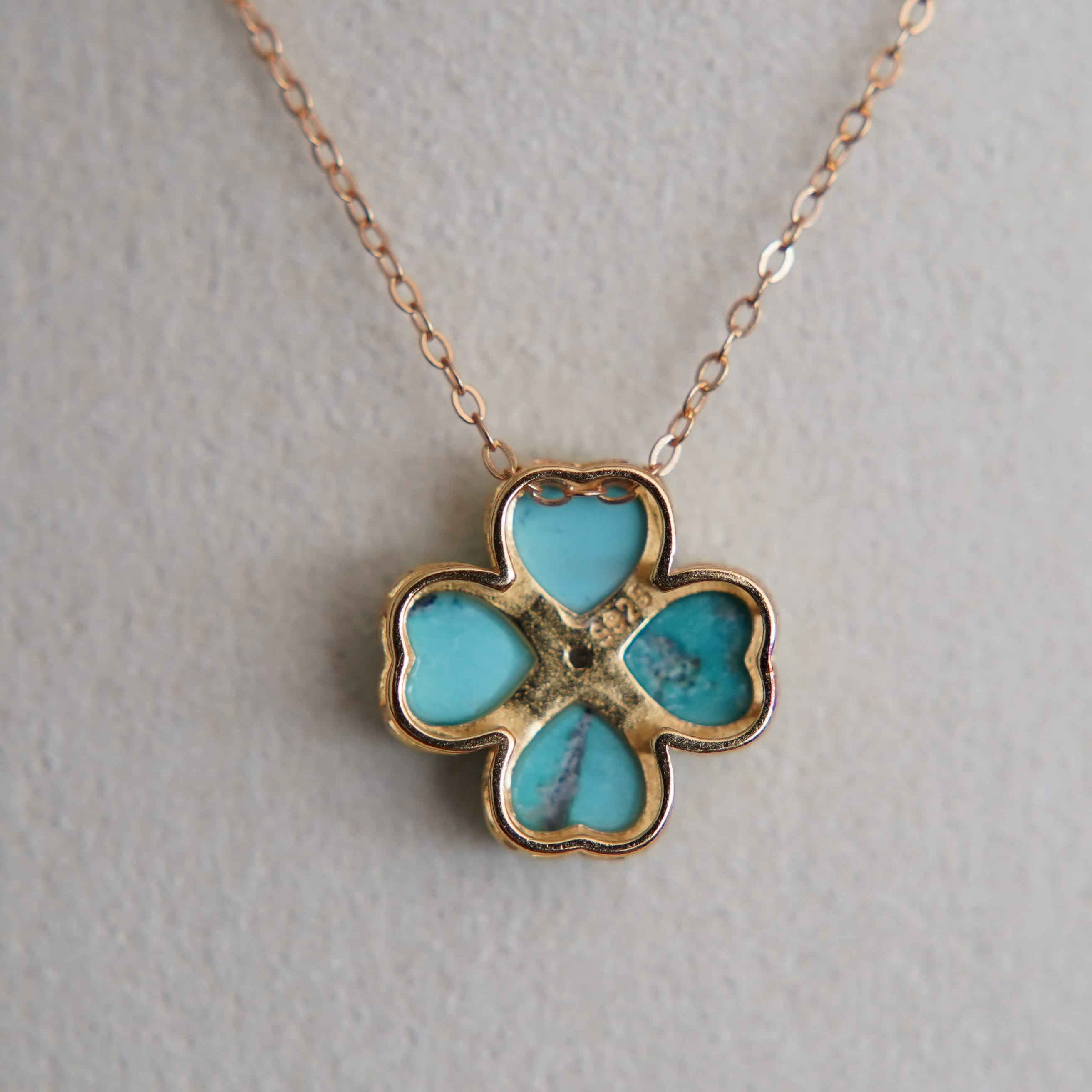 Blue Turquoise Clover Necklace: Stunning Blue Gemstone - Etsy