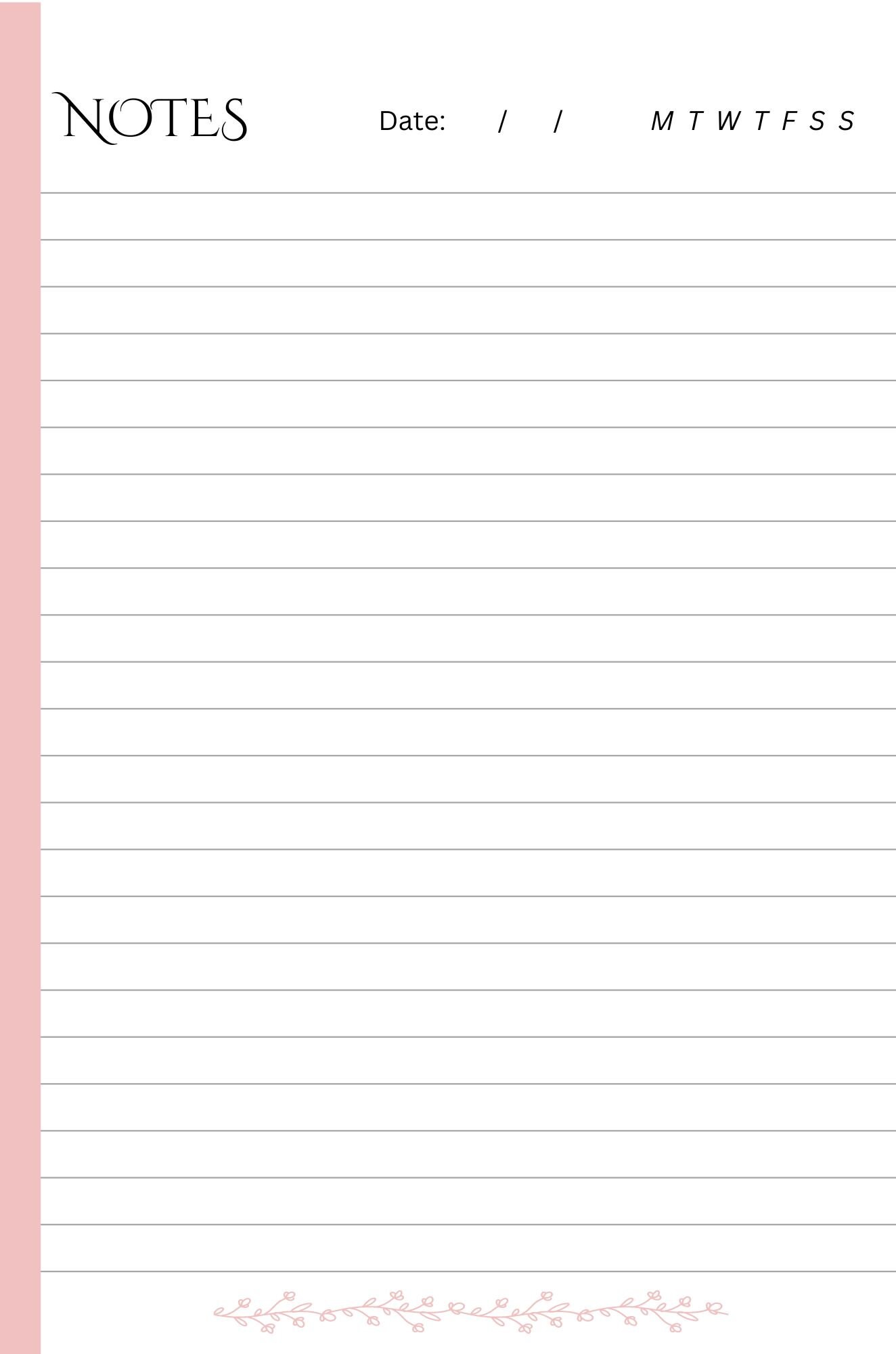 Printable Notes Page, Printable Lined Notes, Printable Notes Insert ...