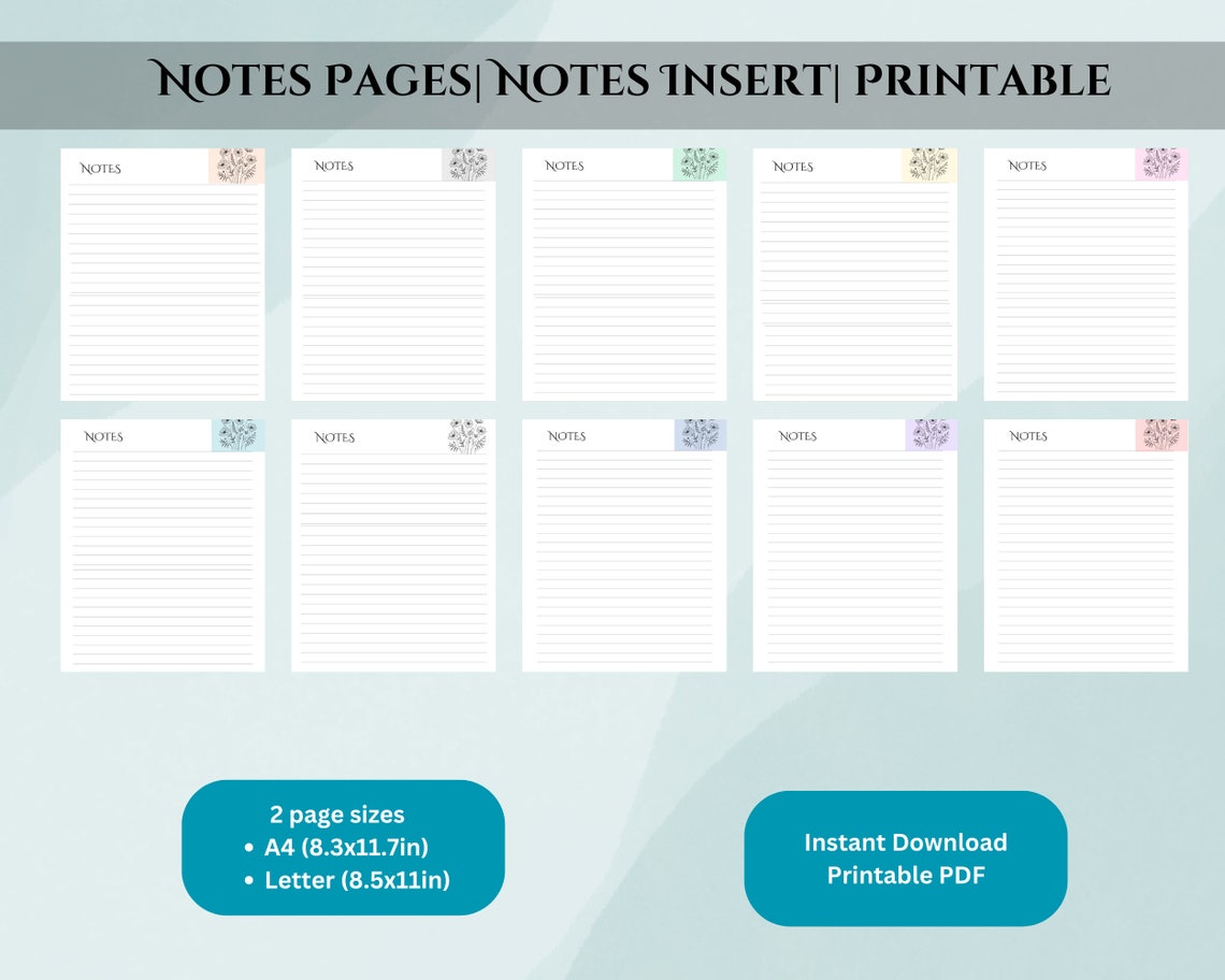 Printable Notes Page, Printable Lined Notes, Printable Notes Insert ...