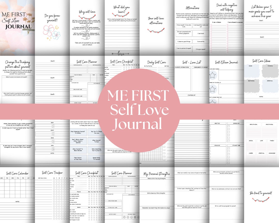 Self-love Journal: Printable Affirmations, Prompts, and Trackers (40 ...