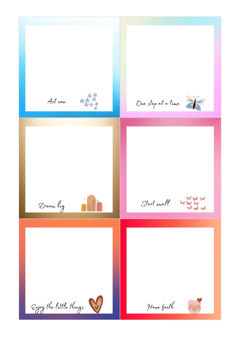 Printable Note Pad: 30 Boho Designs With Motivation Quotes |PDF | 3.5x3 ...