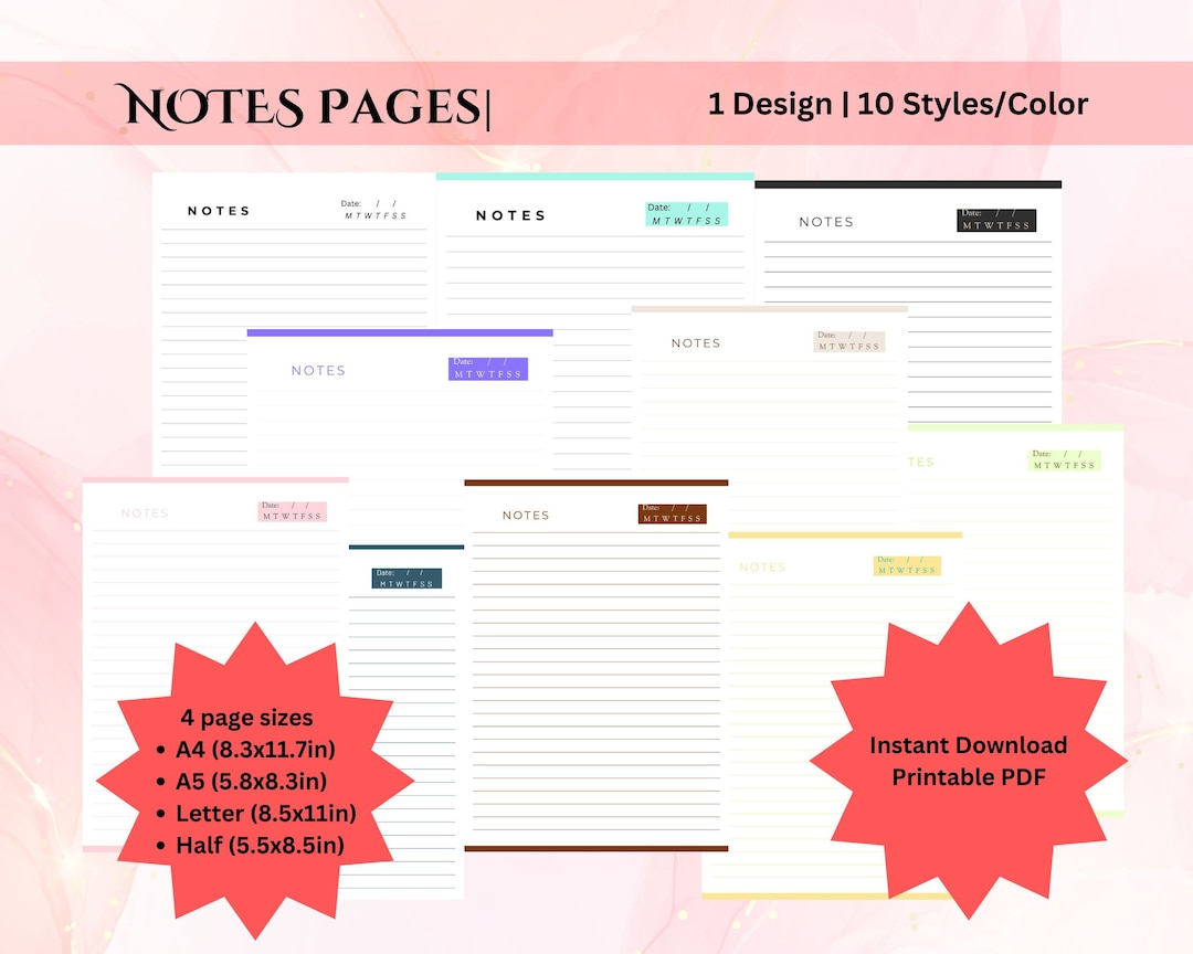 Printable Notes Page, Printable Lined Notes, Printable Notes Insert ...