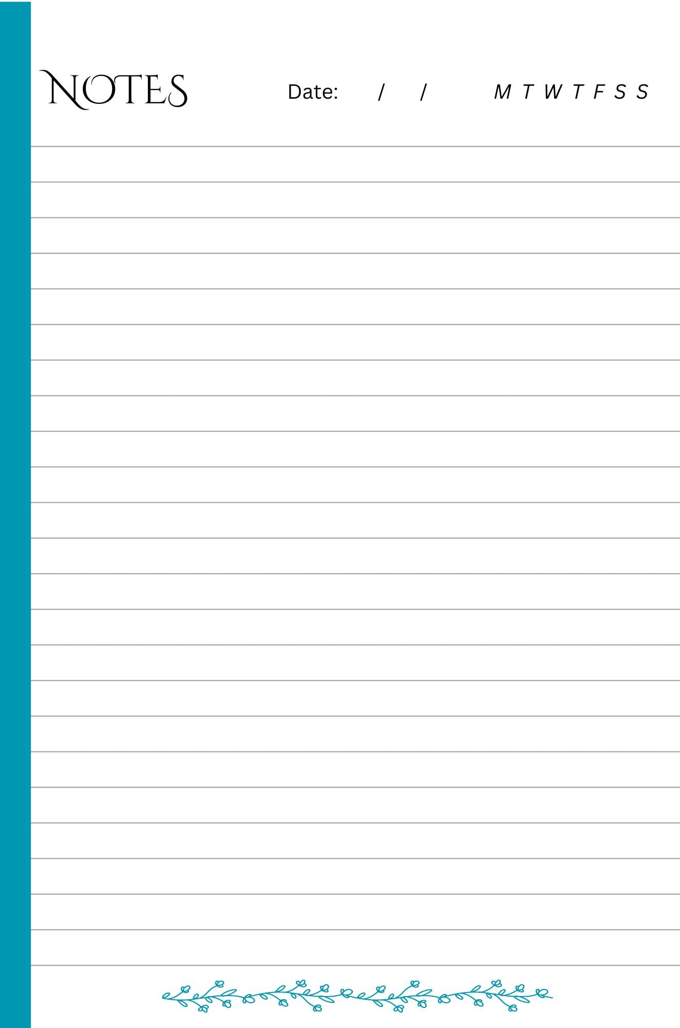 Printable Lined Notes Page: A4, A5, Letter, Half Size (PDF Download) - Etsy