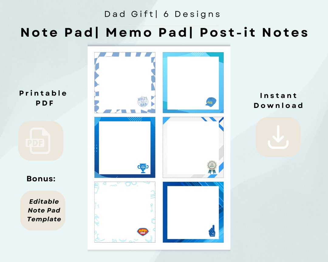 Printable Note Pad Memo Pad Post It Notes Gift for Dads - Etsy