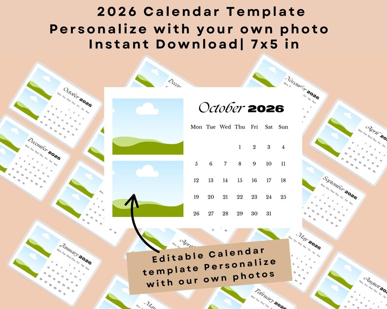 2026 Photo Desk Calendar Template: Canva Editable (instant Download) - Etsy