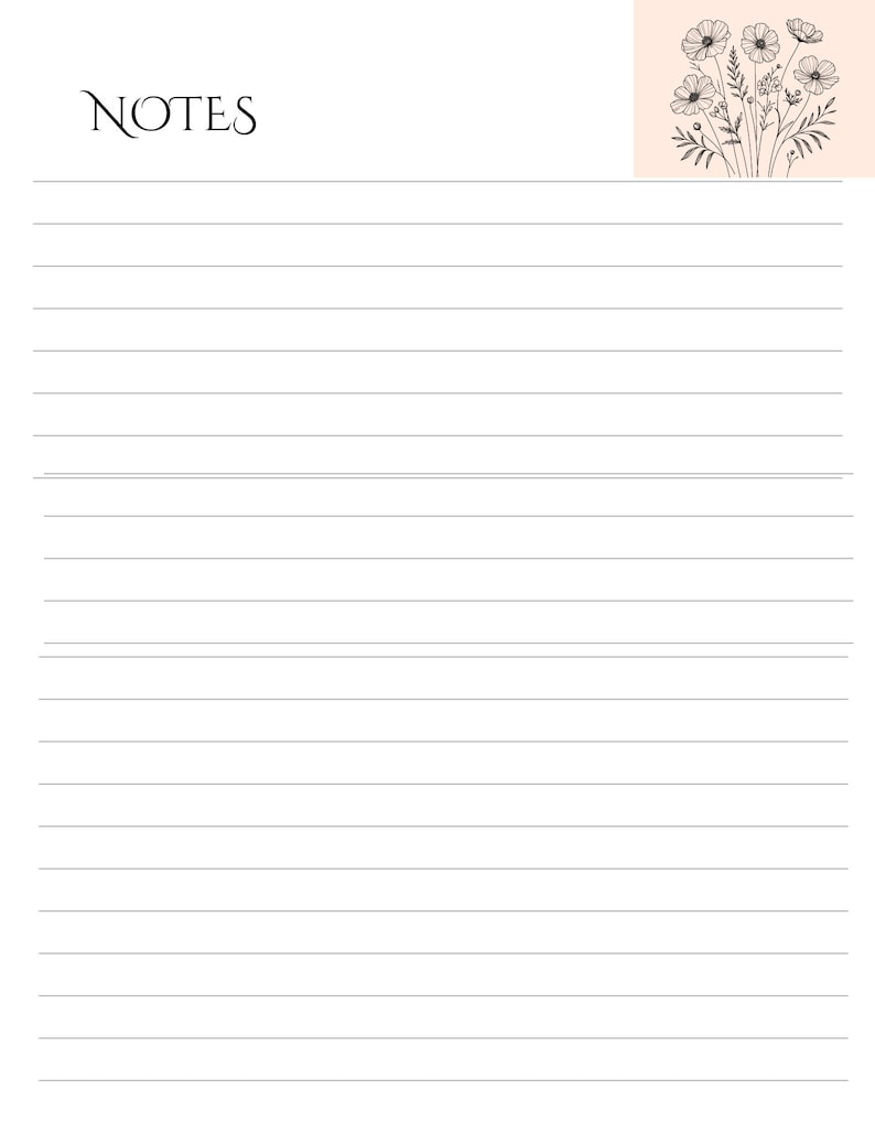Printable Notes Page, Printable Lined Notes, Printable Notes Insert ...