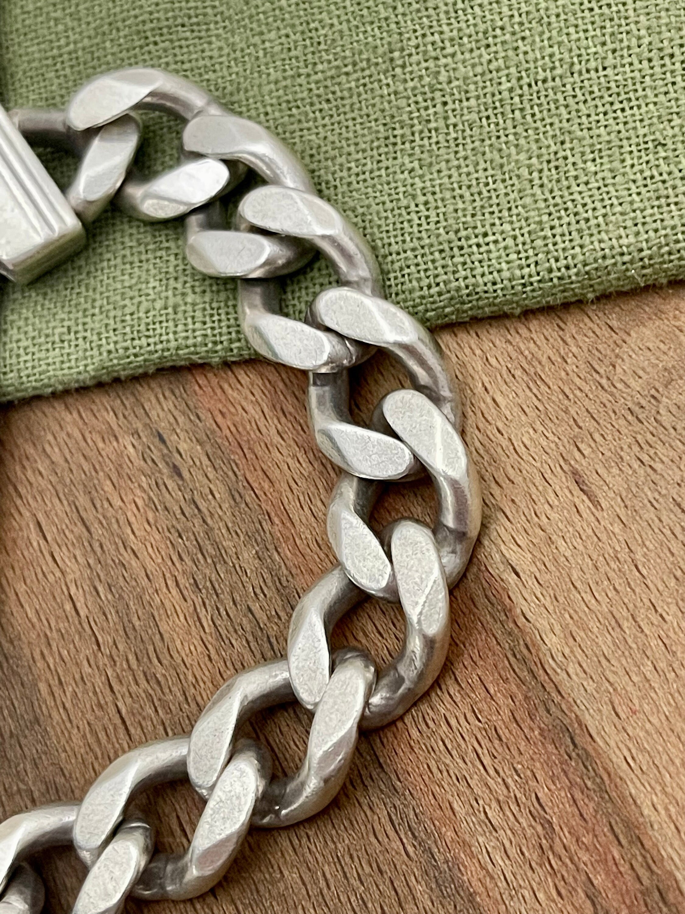 Chucky Heavy Thick Curb Link Chain Bracelet Solid Sterling 925 Vintage ...