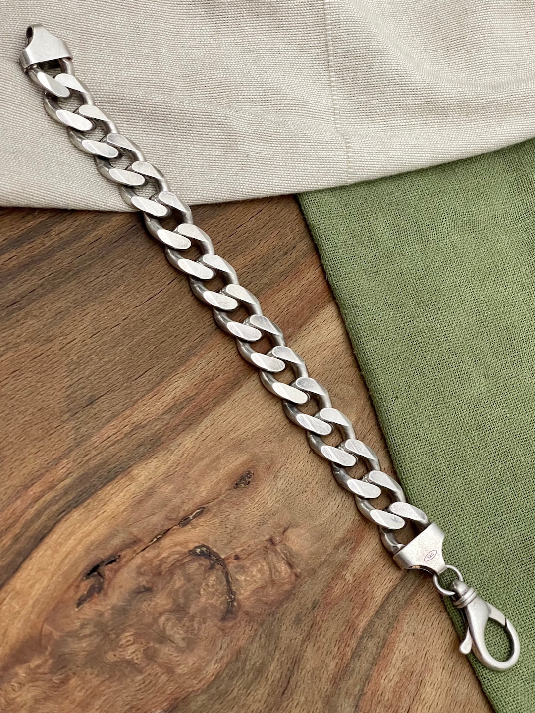 Chucky Heavy Thick Curb Link Chain Bracelet Solid Sterling 925 Vintage ...