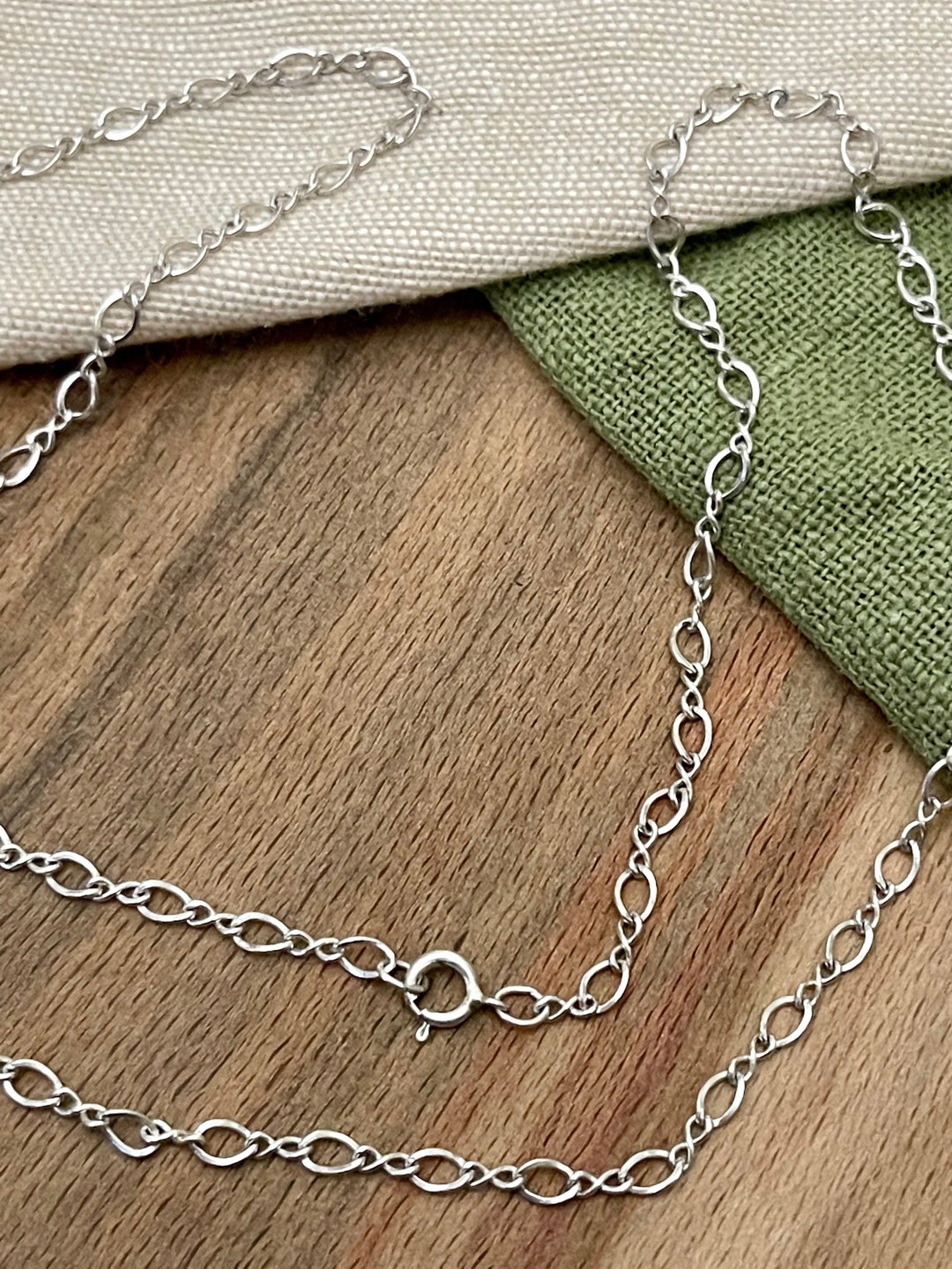 Nice Thin Fargo Link Chain Necklace Sterling 925 Silver Vintage ...