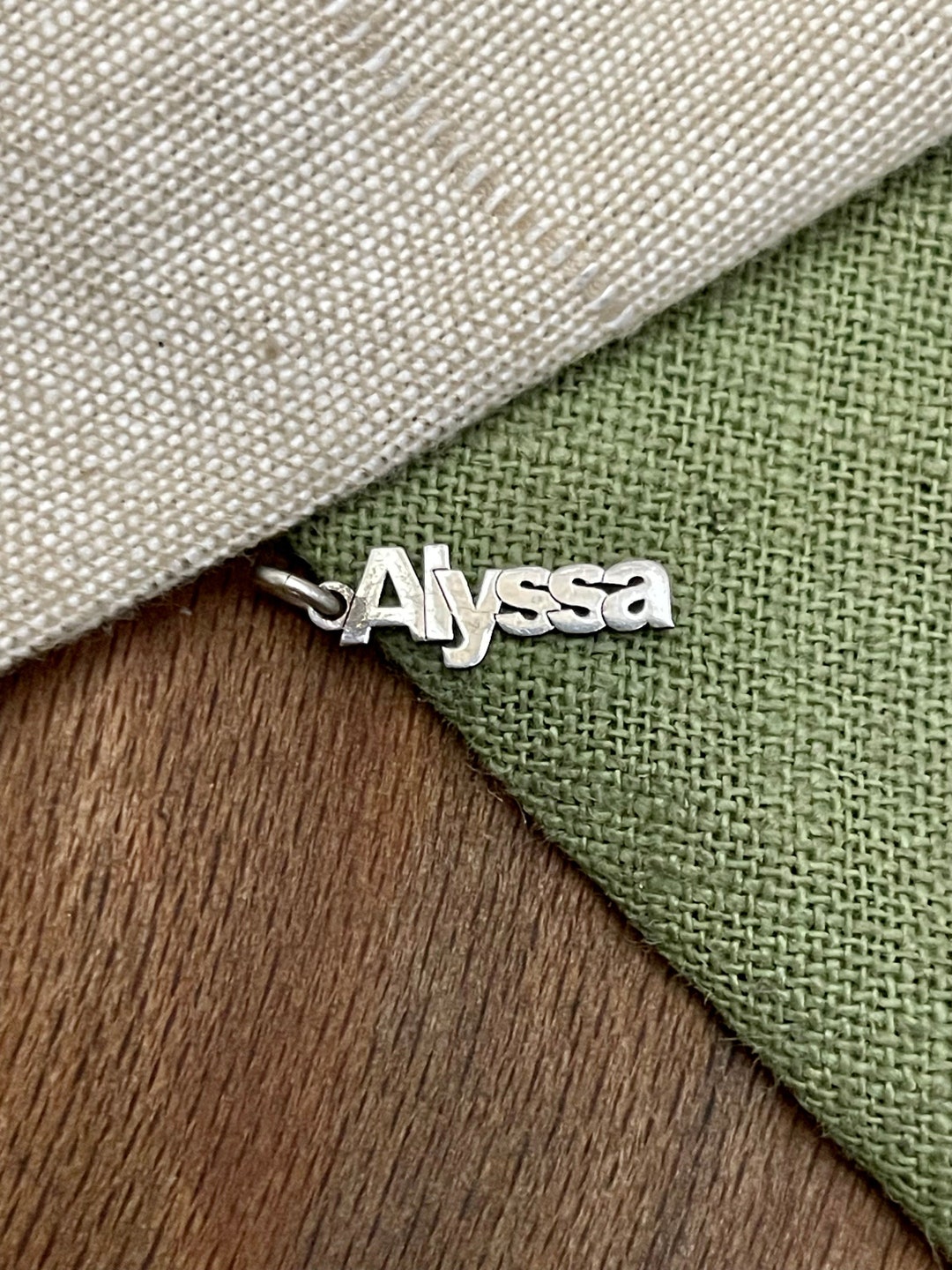 Alyssa Name Tag Word Necklace Pendant Sterling 925 Silver Jewelry - Etsy