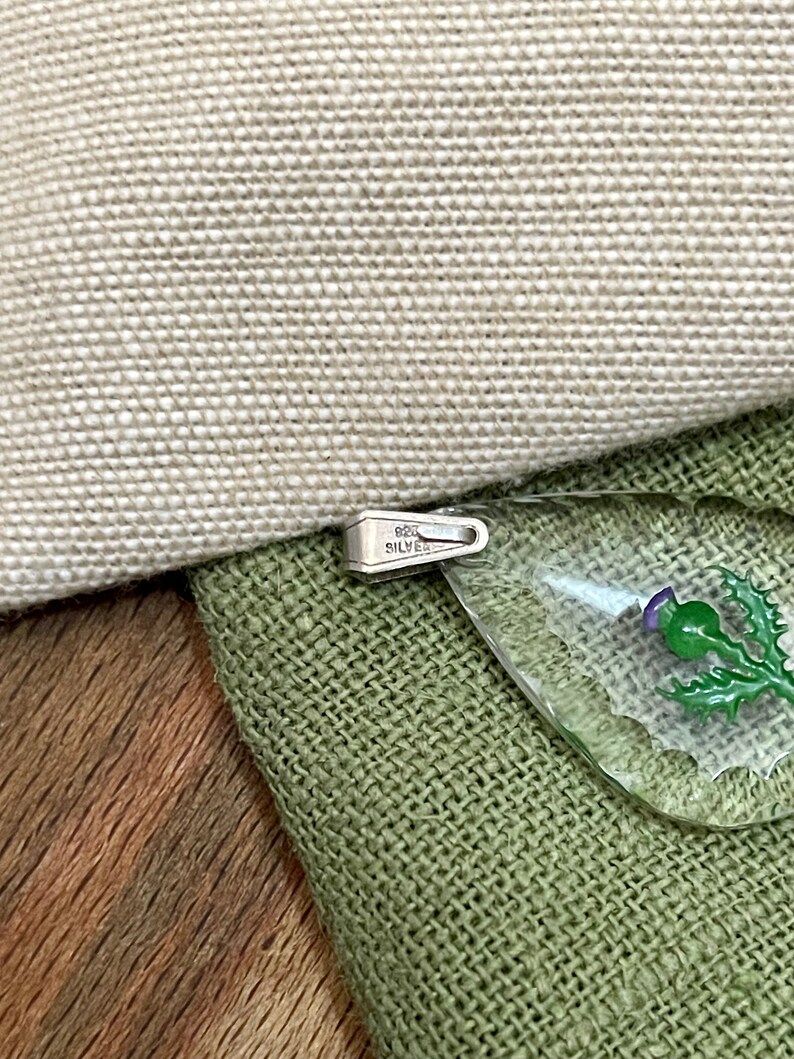 Nice Clear Bakelite Scottish Thistle Charm Pendent Solid 925 Sterling ...