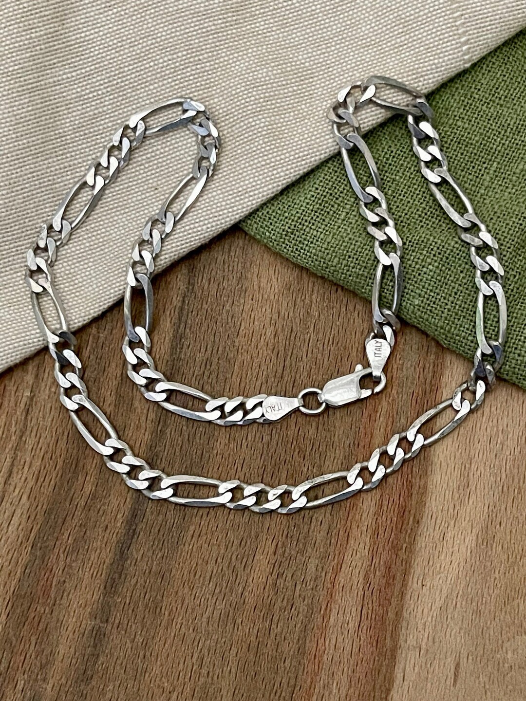 Heavy Chunky Fargo Link Chain Necklace Sterling 925 Silver Vintage ...