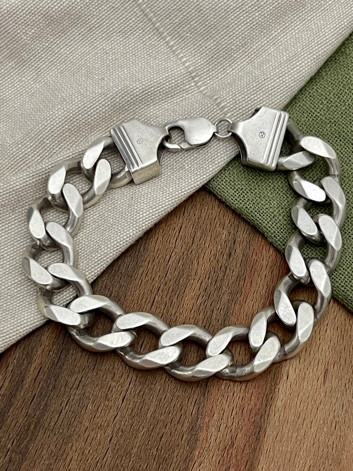 Chucky Heavy Thick Curb Link Chain Bracelet Solid Sterling 925 Vintage ...