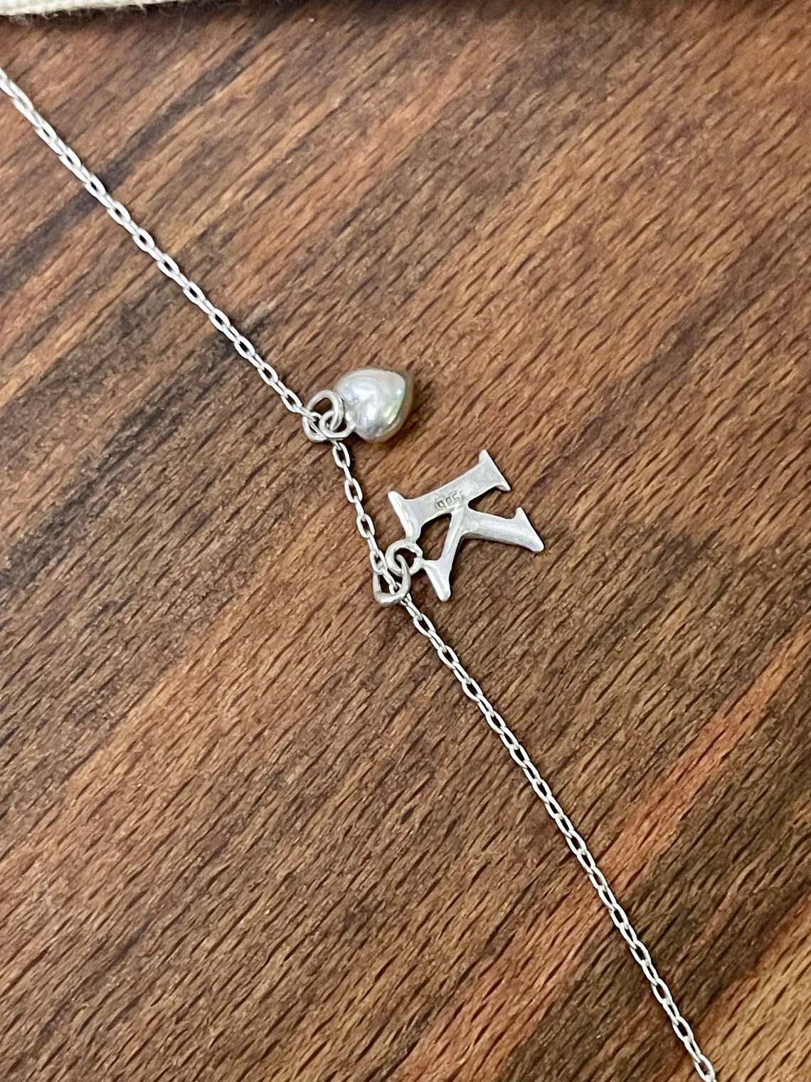 Letter K Initial Pendent Chain Necklace Sterling 925 Silver Vintage ...