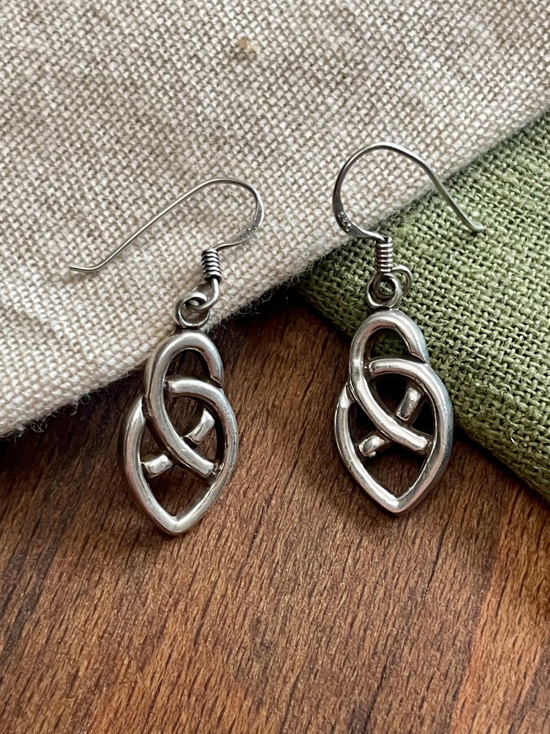 Celtic Scottish Irish Design Hook Earrings Solid Sterling 925 Silver ...