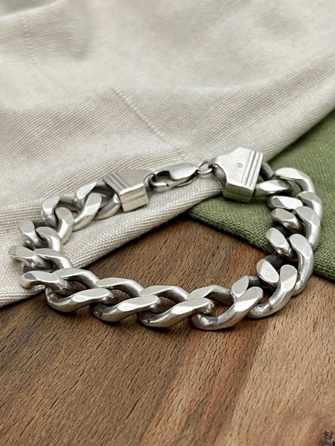 Chucky Heavy Thick Curb Link Chain Bracelet Solid Sterling 925 Vintage ...