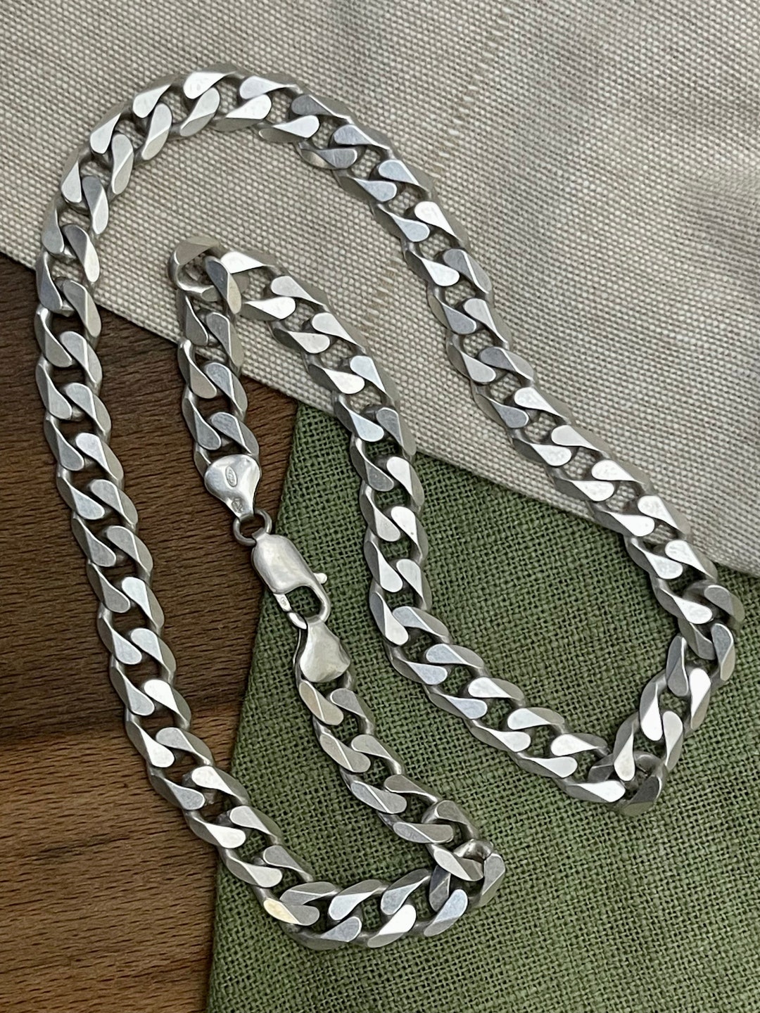 Heavy Chucky Curb Link Chain Necklace Sterling 925 Silver Jewelry 20 ...