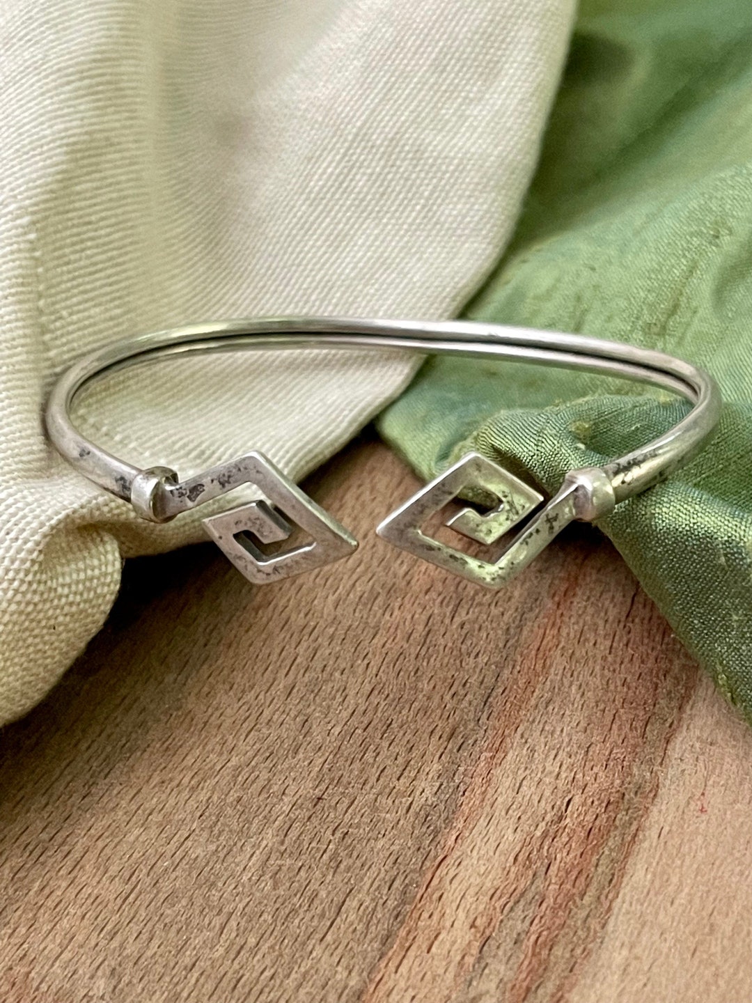 Lovely Greek Key Torque Solid Sterling 925 Silver Vintage Jewelry Gift ...