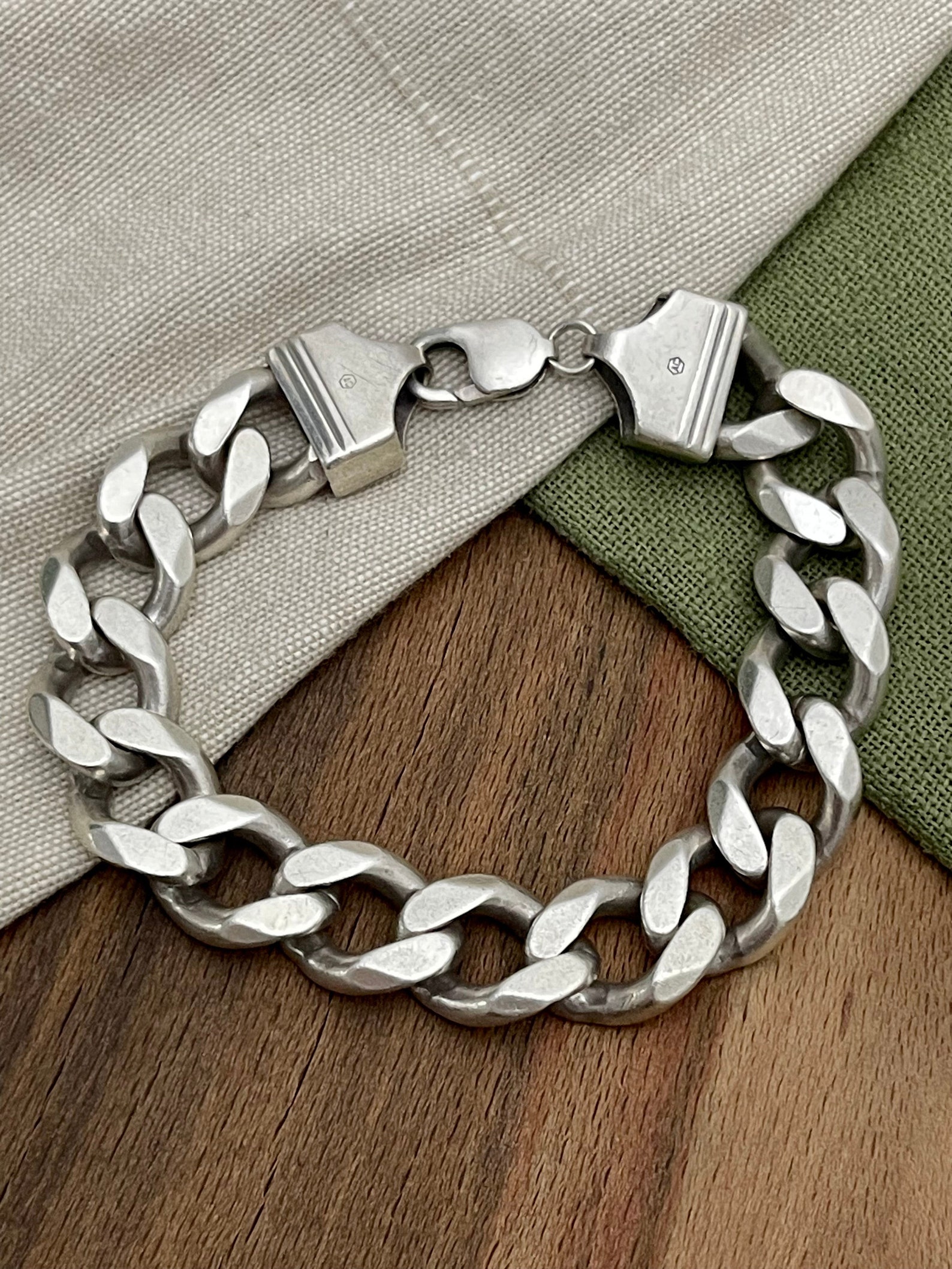 Chucky Heavy Thick Curb Link Chain Bracelet Solid Sterling 925 Vintage ...