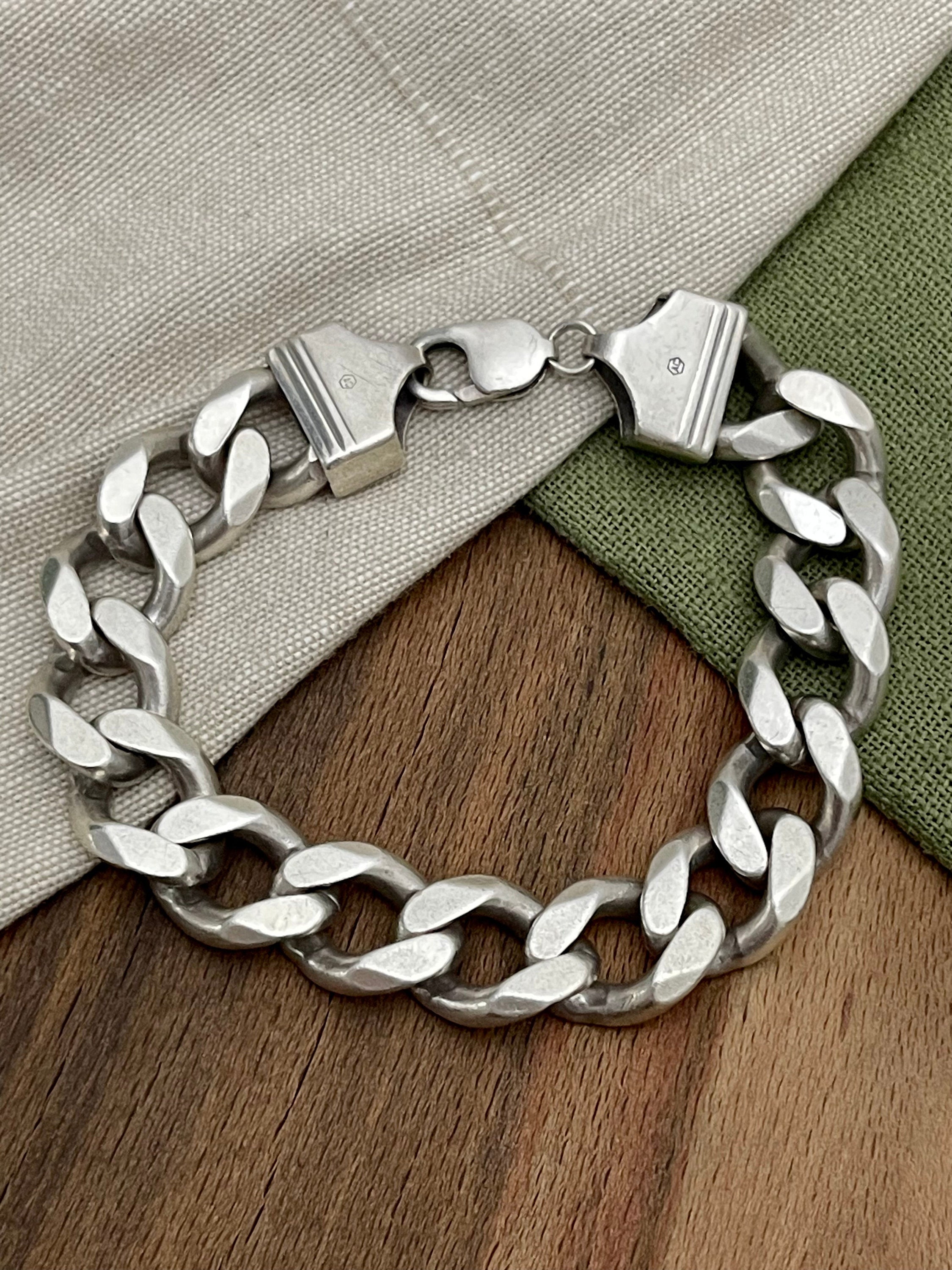 Chucky Heavy Thick Curb Link Chain Bracelet Solid Sterling 925 Vintage ...