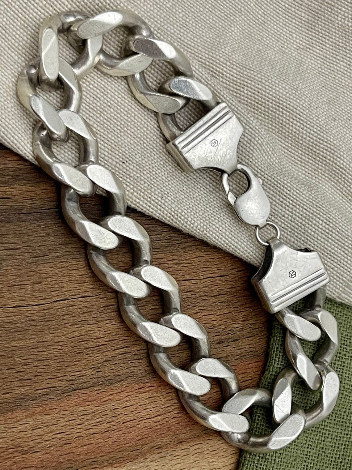 Chucky Heavy Thick Curb Link Chain Bracelet Solid Sterling 925 Vintage ...