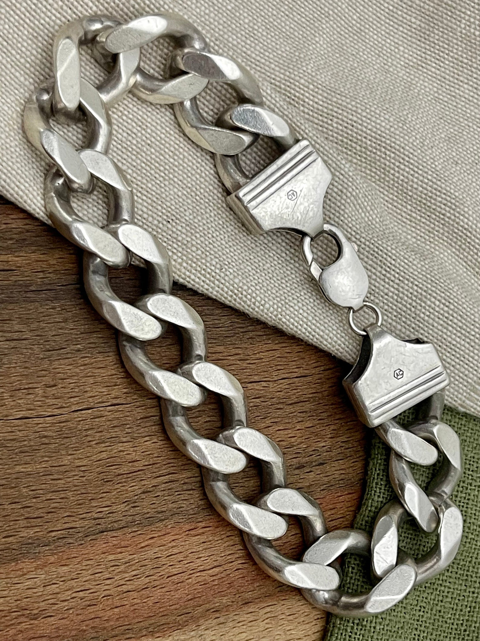 Chucky Heavy Thick Curb Link Chain Bracelet Solid Sterling 925 Vintage ...
