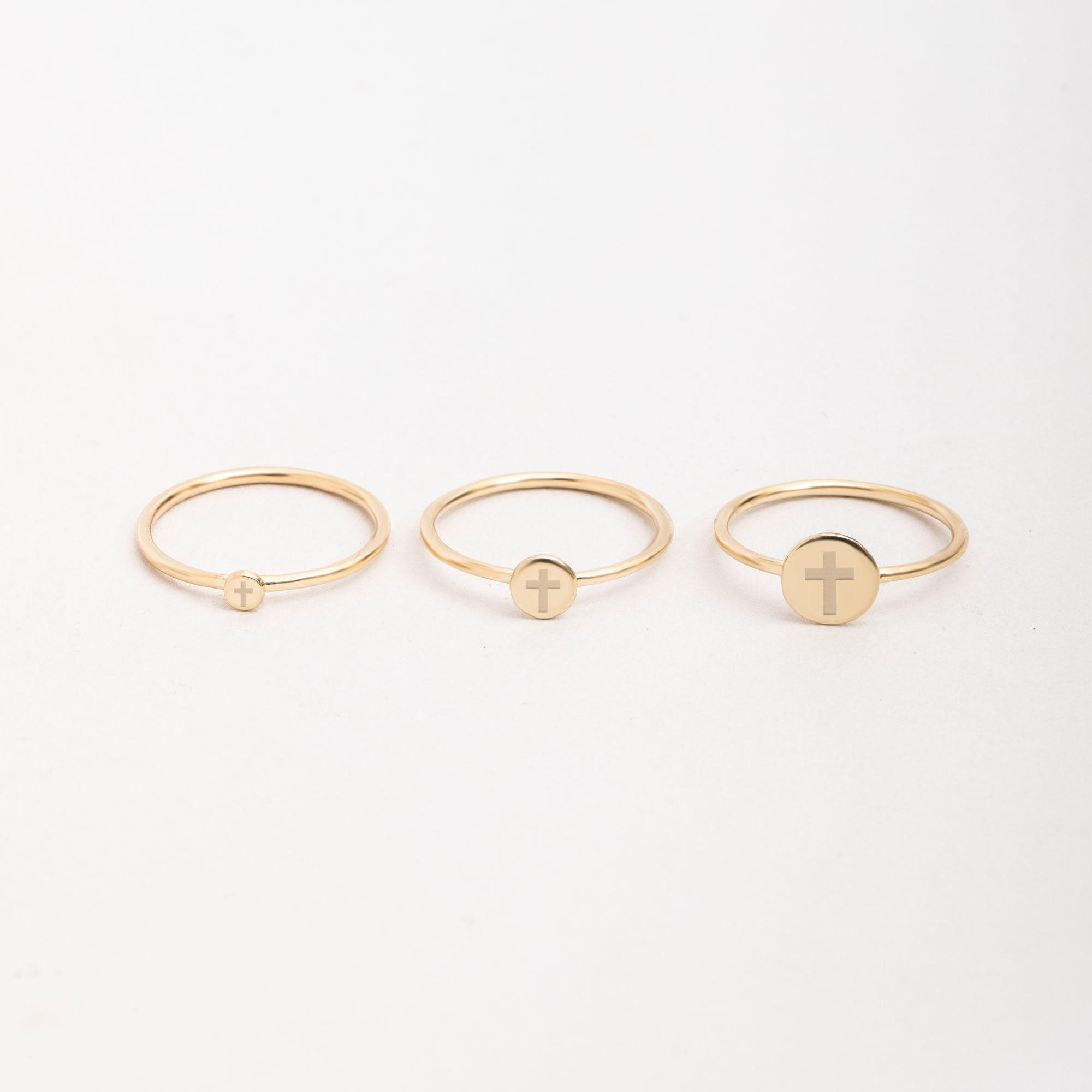 Personalized Tiny Cross Ring in 14k 18k Solid Gold Dainty - Etsy